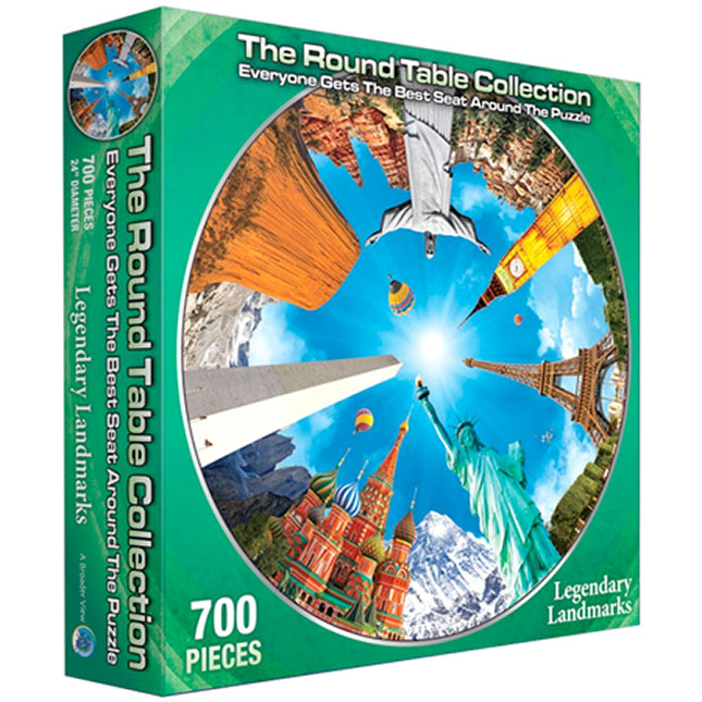 Round Table 700 Piece Puzzle - Legendary Landmarks - - Fat Brain Toys