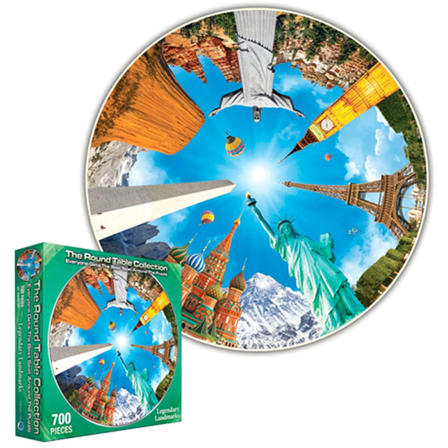 Round Table 700 Piece Puzzle - Legendary Landmarks - - Fat Brain Toys