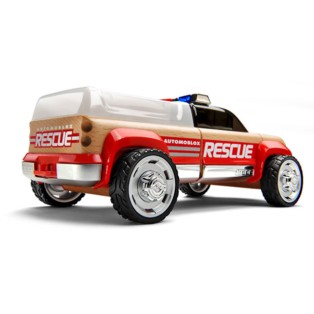 Automoblox T900 Rescue Truck - Black/Red/Chrome - - Fat Brain Toys