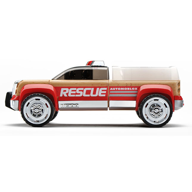 Automoblox T900 Rescue Truck - Black/Red/Chrome - - Fat Brain Toys