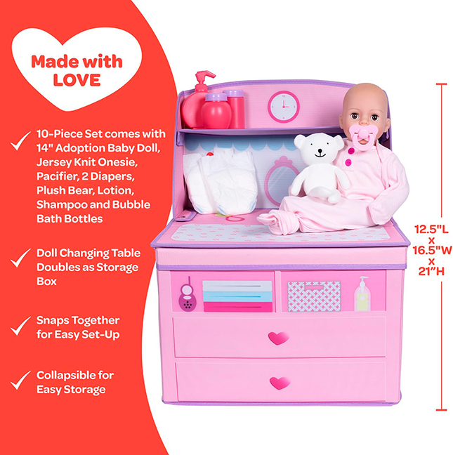 Perfectly Pink 10 pc Change Table & Doll Gift Set