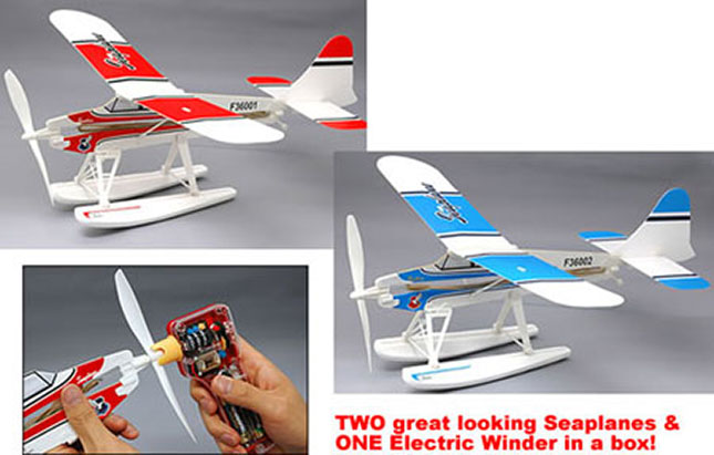 2 Power Props Seaplanes - Red & Blue - - Fat Brain Toys