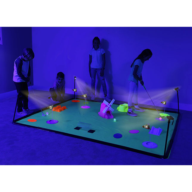 4FUN Deluxe Cosmic Glow Mini Golf - 5 Hole Course Set