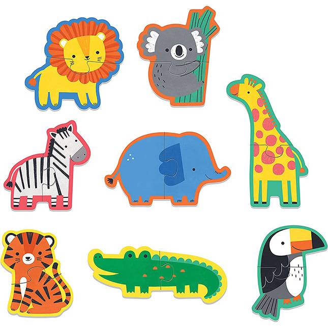 Happy Animals 2 Piece My First Puzzles - - Fat Brain Toys