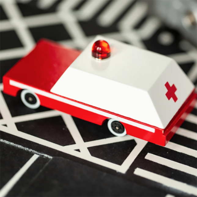 Candycar - Red Ambulance with Rooflight - - Fat Brain Toys