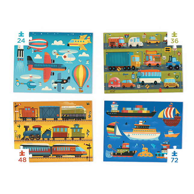 Four Puzzle Set - Vehicles - Best Puzzles for Ages 4 to 10