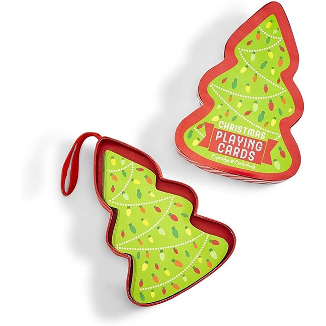 Christmas Tree Playing Cards in Storage Box - - Fat Brain Toys