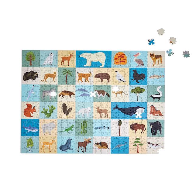 500pc North America Animals Puzzle with Flashcards - - Fat Brain Toys