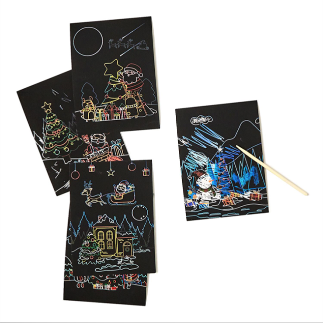 Christmas Design Scratch Art Cards - 9 pc - Best for Ages 5 to 9