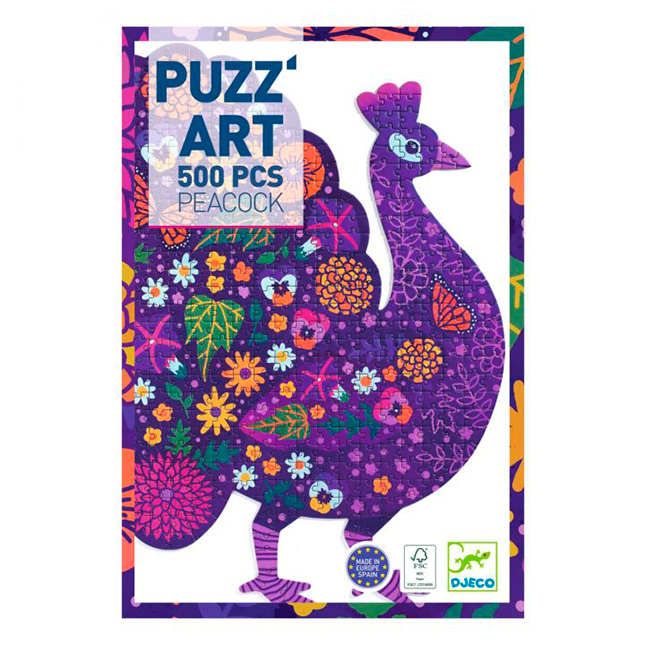 Puzz'Art Peacock - 500 pc - - Fat Brain Toys