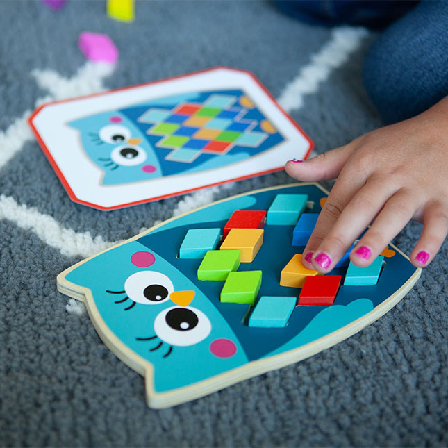 Play Pattern Puzzle - Owl & Hedgehog - - Fat Brain Toys