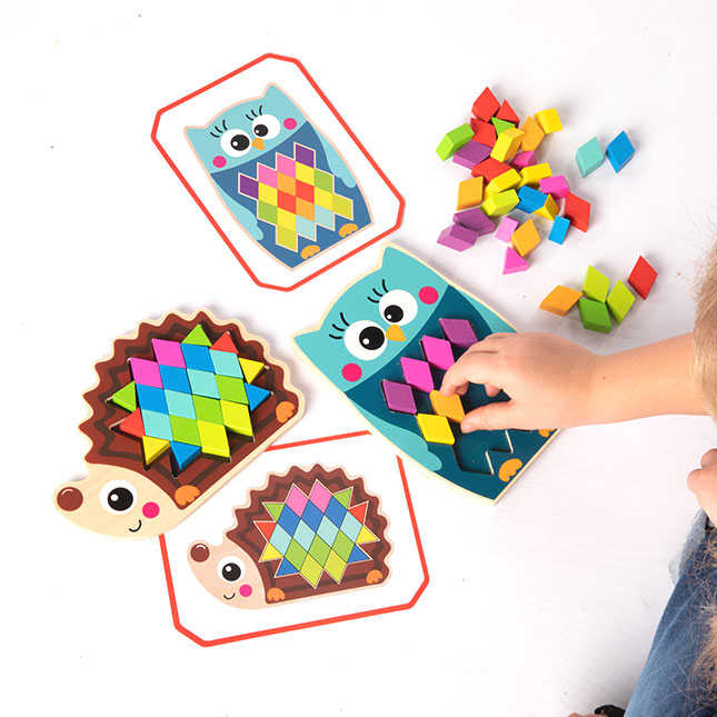 Play Pattern Puzzle - Owl & Hedgehog - - Fat Brain Toys
