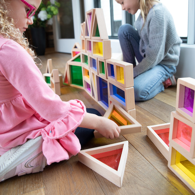 Acrylic Building Blocks - 56 pcs - - Fat Brain Toys