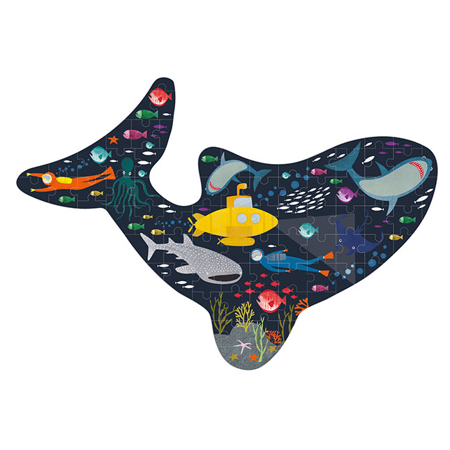 Deep Sea Shark Shaped Puzzle - 80 pc - - Fat Brain Toys