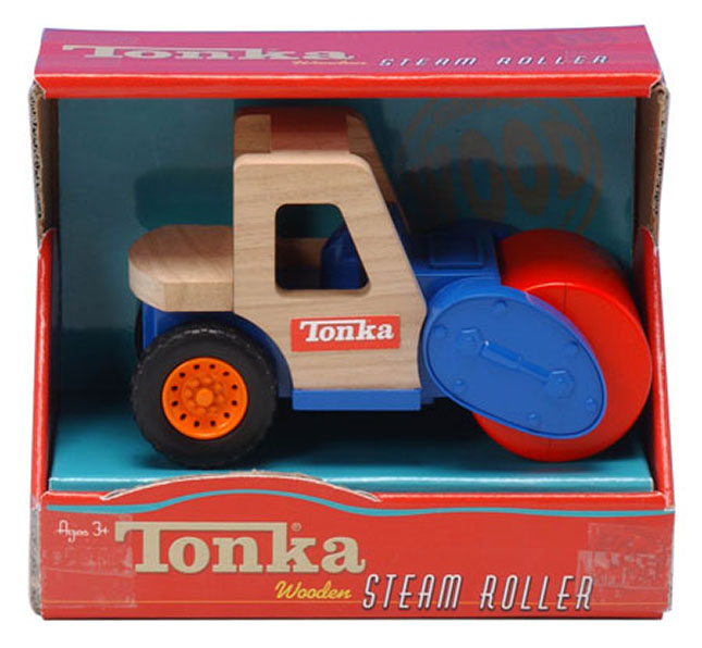 Tonka Wooden Mid Size Assort - Steam Roller - - Fat Brain Toys