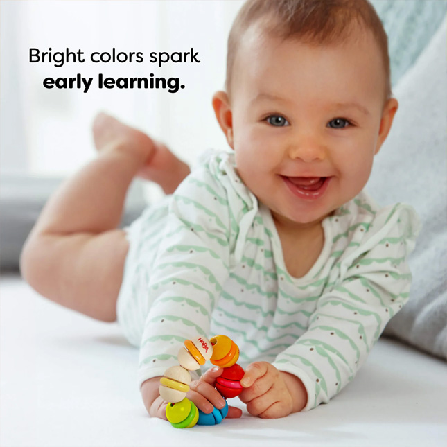 Rainbow Rattle Grasping and Teething Toy - Best for 1 year olds