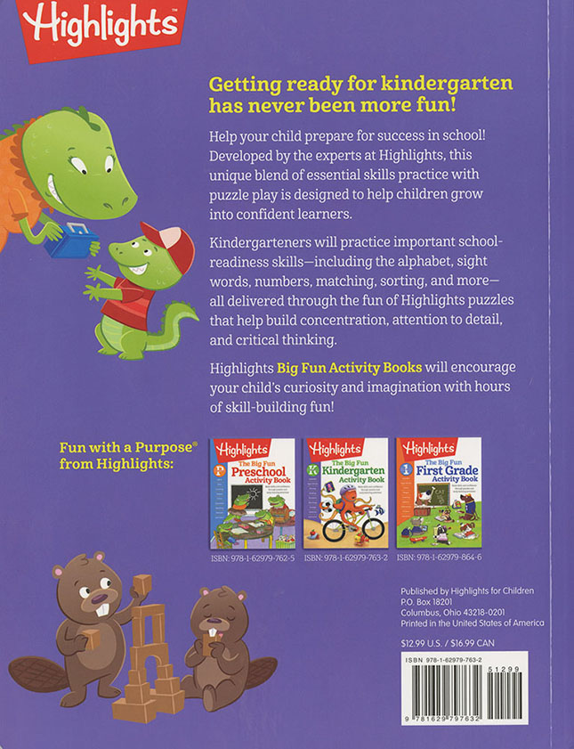 Highlights Big Fun Kindergarten Activity Book - - Fat Brain Toys