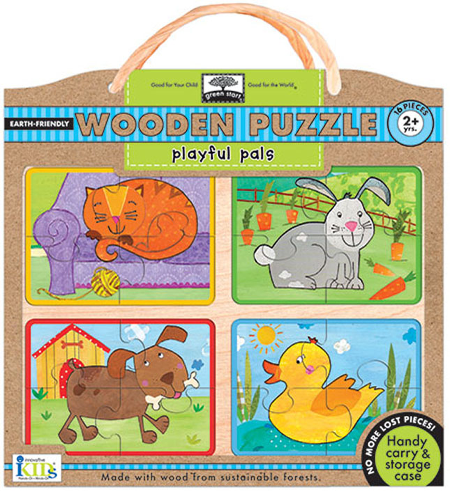 Green Start Wooden Puzzle - Playful Pals - - Fat Brain Toys