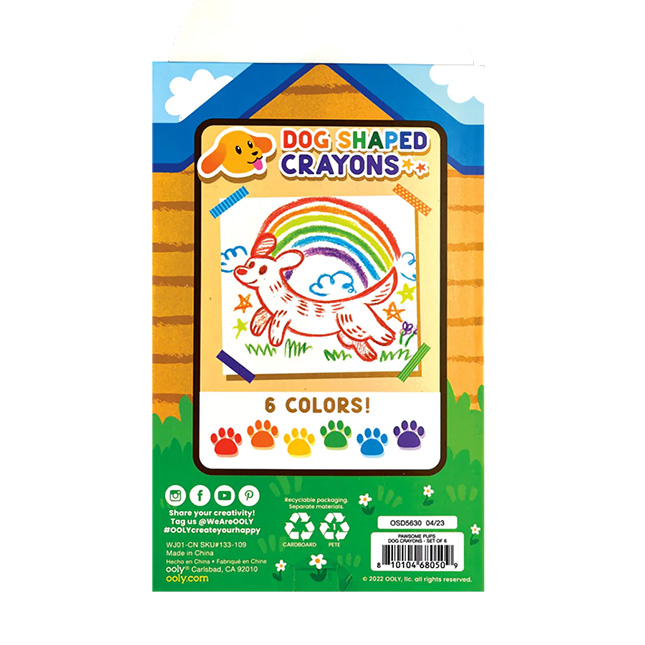 Pawsome Pups Dog Crayons - Set of 6 - Best for Ages 3 to 8