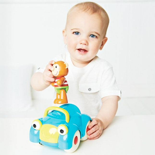 ELC Toybox Monty Monkey and his Motor Car - - Fat Brain Toys