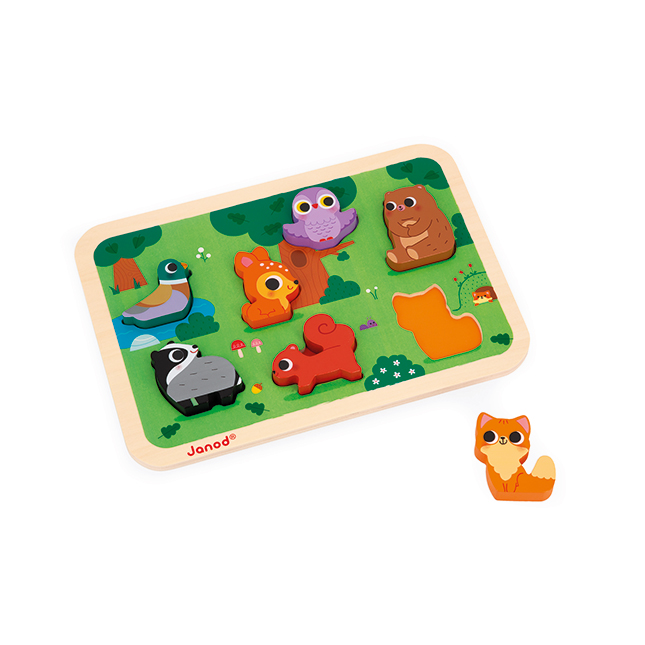 Chunky Wooden Forest Puzzle - Best Early Learning Toys for Ages 2 to 4