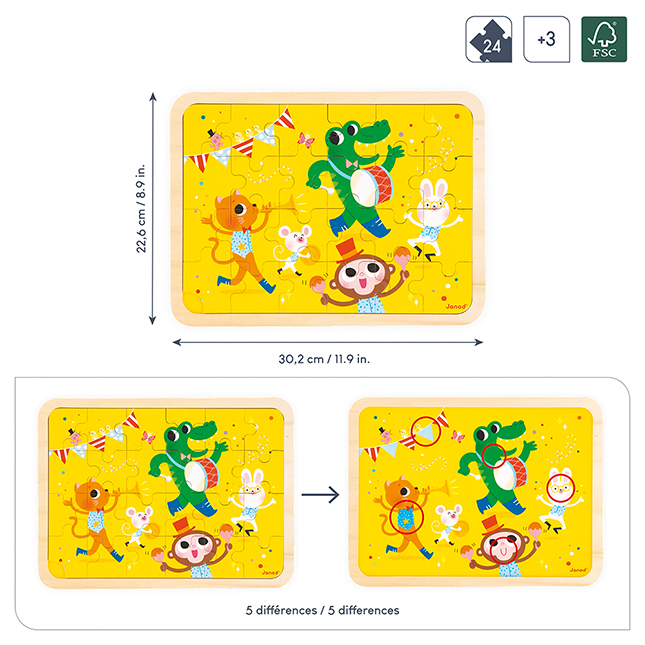 Wooden Party Time Spot-the-Difference Puzzle - - Fat Brain Toys