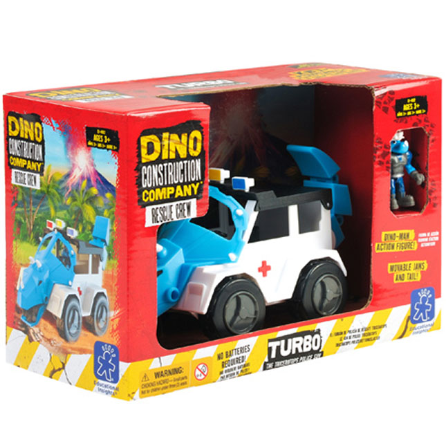Dino Construction Company Rescue Crew - Turbo the Triceratops Police SUV