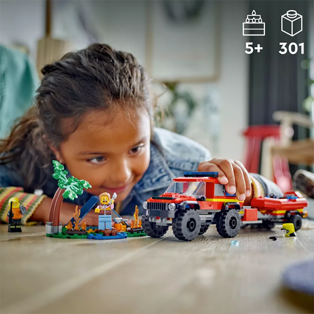 LEGO City Fire - 4x4 Fire Truck with Rescue Boat