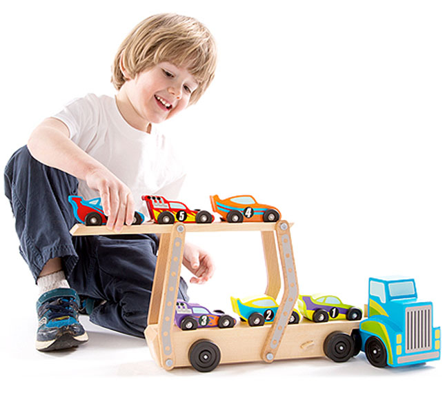 Mega Race-Car Carrier - - Fat Brain Toys