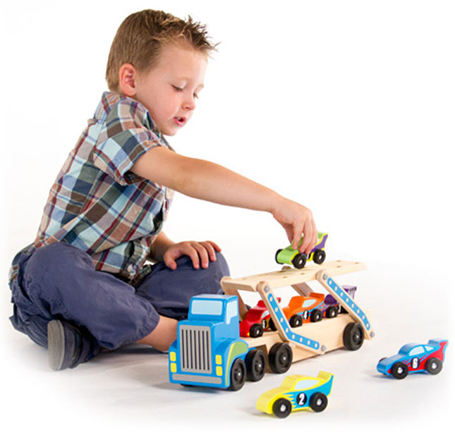 Mega Race-Car Carrier - - Fat Brain Toys