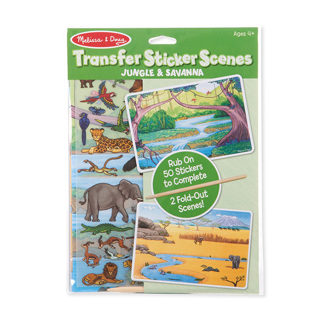 Transfer Sticker Scenes - Jungle & Savanna - - Fat Brain Toys