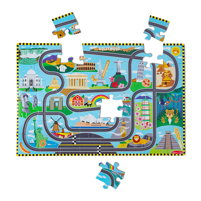 Race Track Floor Puzzle & Play Set - - Fat Brain Toys