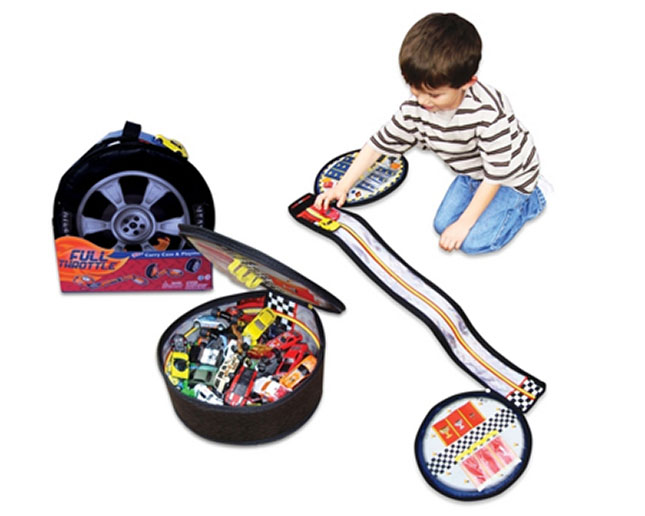 Full Throttle Wheelie Race Track & Case - - Fat Brain Toys