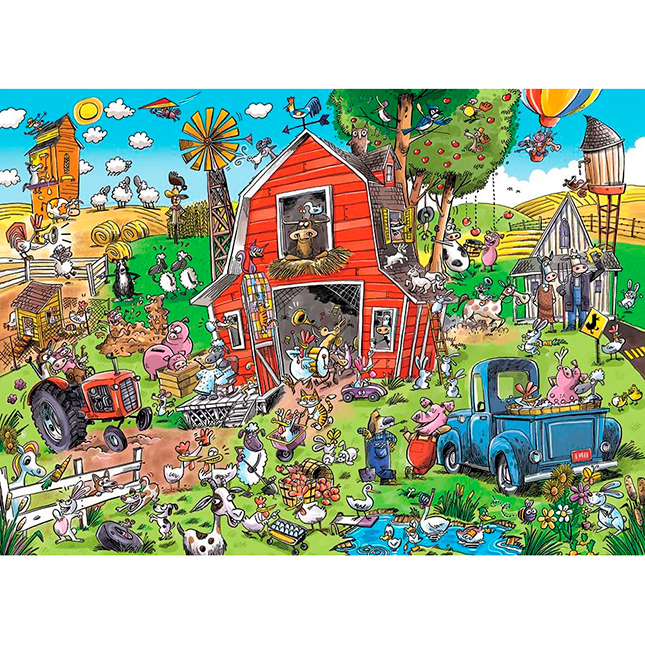 Farmyard Folly Family Pieces Puzzle - 350 pc - - Farm Toys