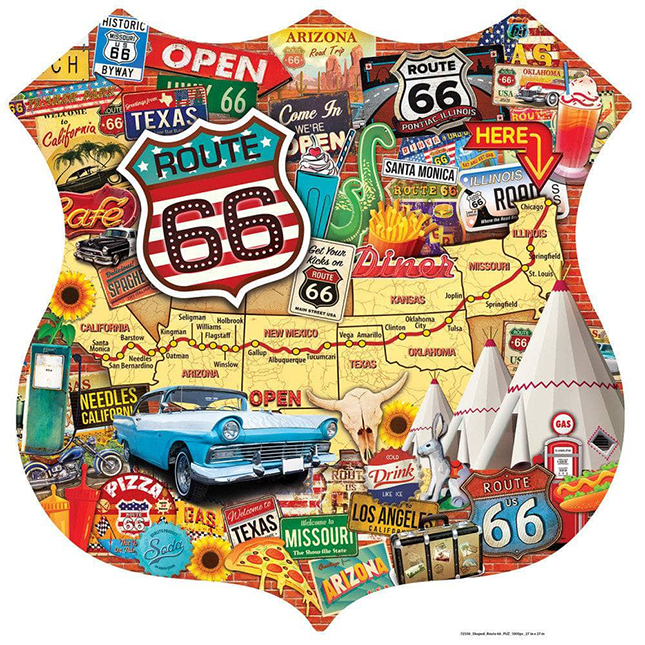 Route 66 Shaped Puzzle - 1000 pc - - Fat Brain Toys