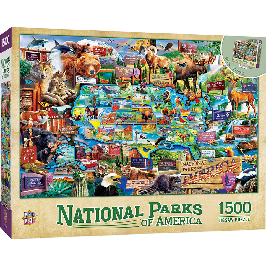National Parks USA Map Puzzle - 1500 pc - - Fat Brain Toys