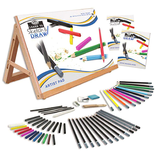 Learn to Sketch & Draw - 58 piece Art Set - - Fat Brain Toys