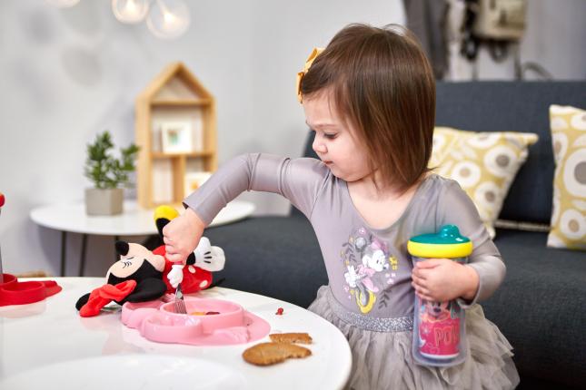 Disney Minnie Mouse Helping Hands Fork & Spoon - - Fat Brain Toys