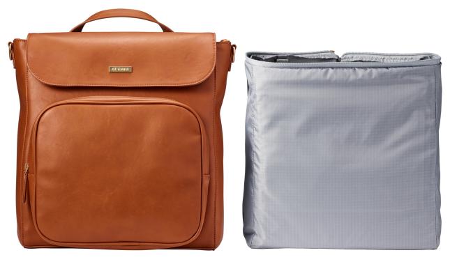 JJ Cole Vegan Leather Brookmont Backpack Diaper Bag Cognac