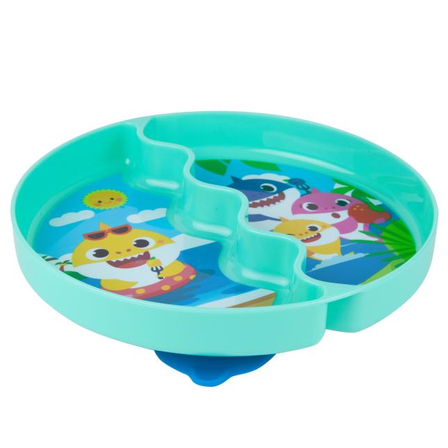 Pink Fong Baby Shark Suction Plate - Kids Plates - - Fat Brain Toys