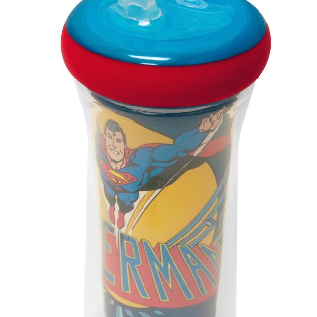 DC Superman Insulated Straw Cup 9 Oz 2 Pack - - Fat Brain Toys
