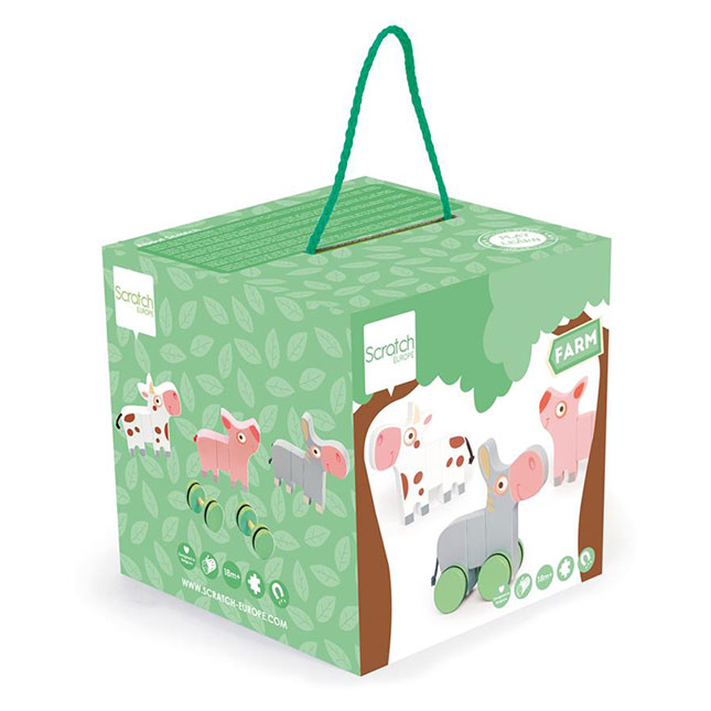 Wooden Magnetic Rolling Farm Animals - - Farm Toys