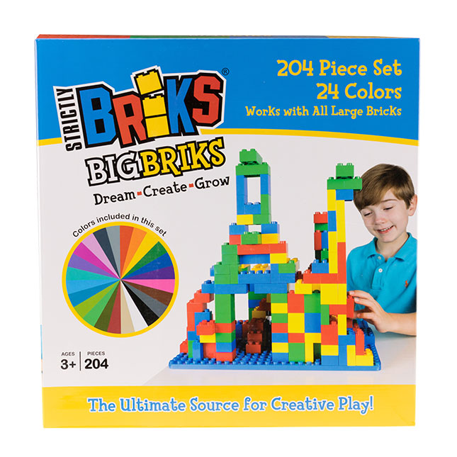 204 Piece Big Briks Set - Basic Colors - - Fat Brain Toys