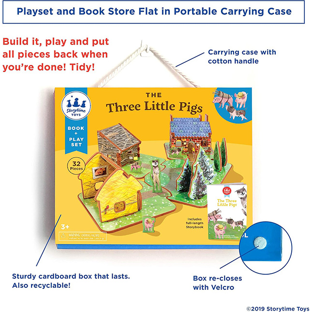 The Three Little Pigs Book and Playset - - Fat Brain Toys