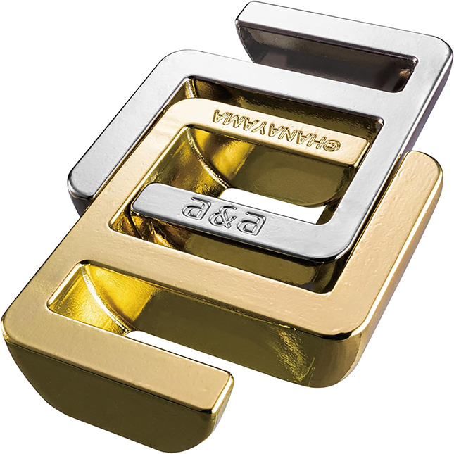 Hanayama Cast Metal Puzzle A&A - Level 2 - - Fat Brain Toys