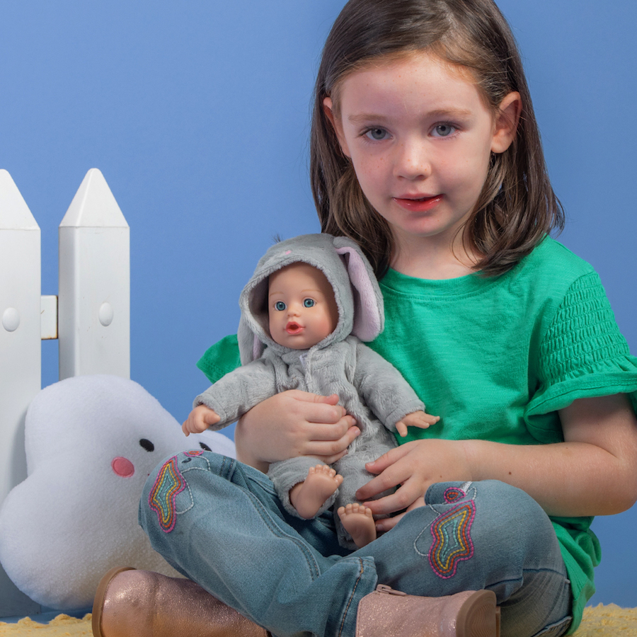 Funsie Onesie Baby Bunny Doll - 11 inch - - Fat Brain Toys