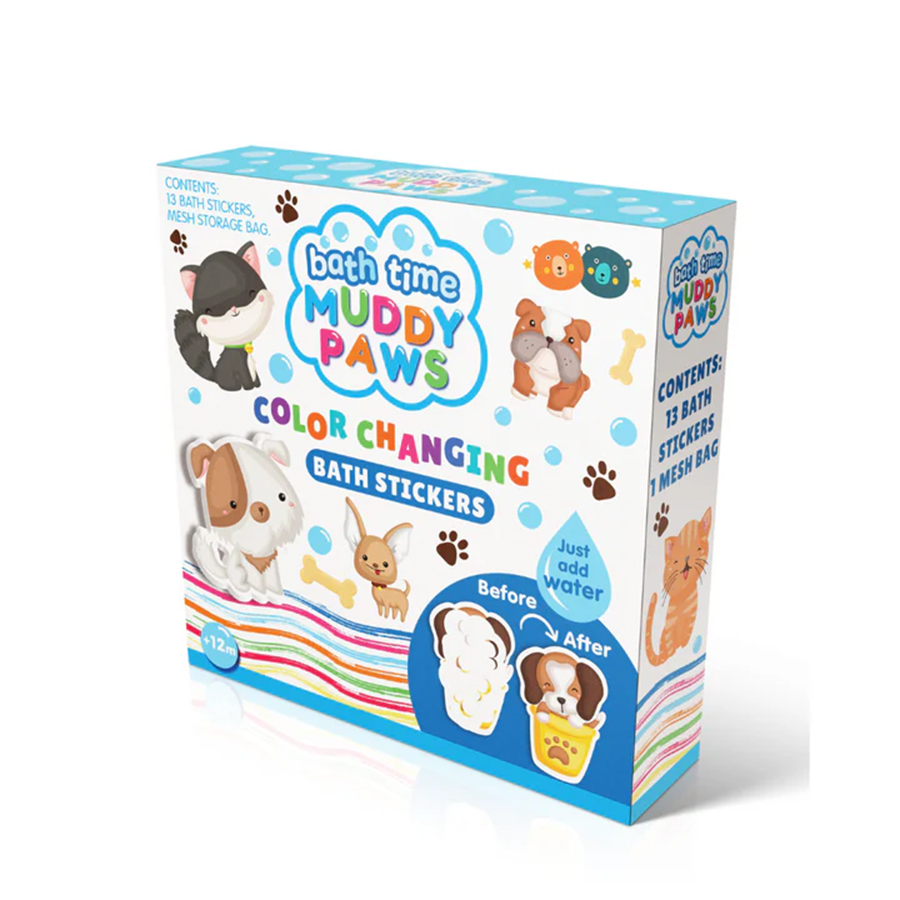 Color Changing Bath Stickers - Muddy Paws - Best for Ages 1 to 4