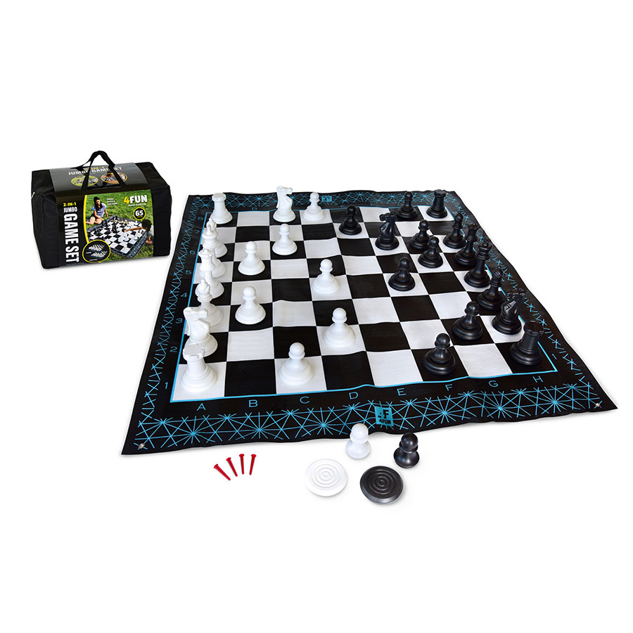 4FUN 2-in-1 Jumbo Chess and Checkers Set - - Fat Brain Toys
