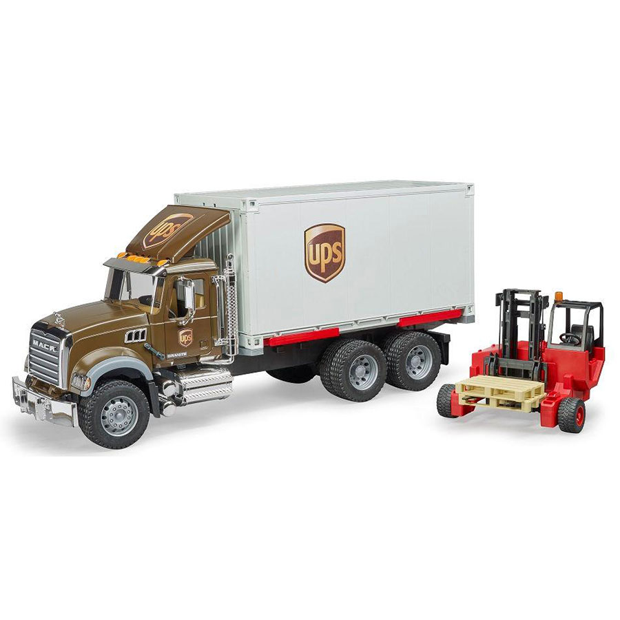 MACK Granite UPS Logistics Truck with Forklift - - Fat Brain Toys