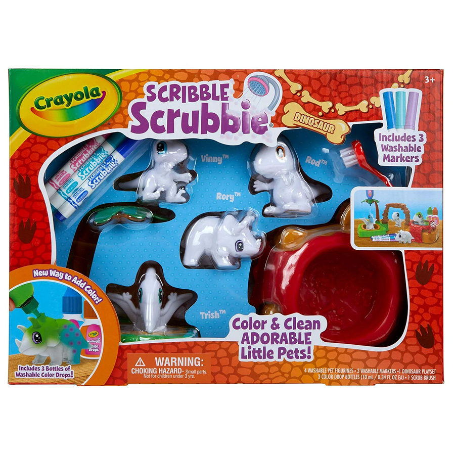 Scribble Scrubbie Pets Dinosaur Set - - Fat Brain Toys
